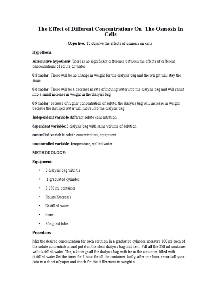 My Version of Osmosis Lab | PDF | Cooking, Food & Wine | Science ...