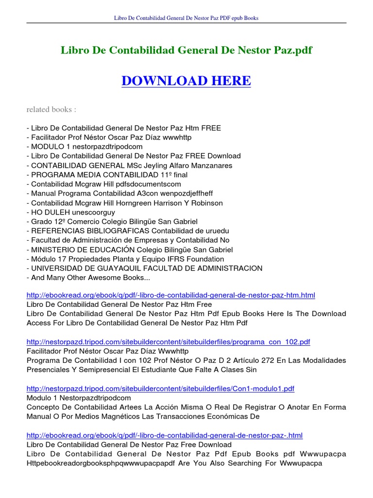 Libro de Contabilidad General de Nestor Paz | PDF | E Books | Contabilidad