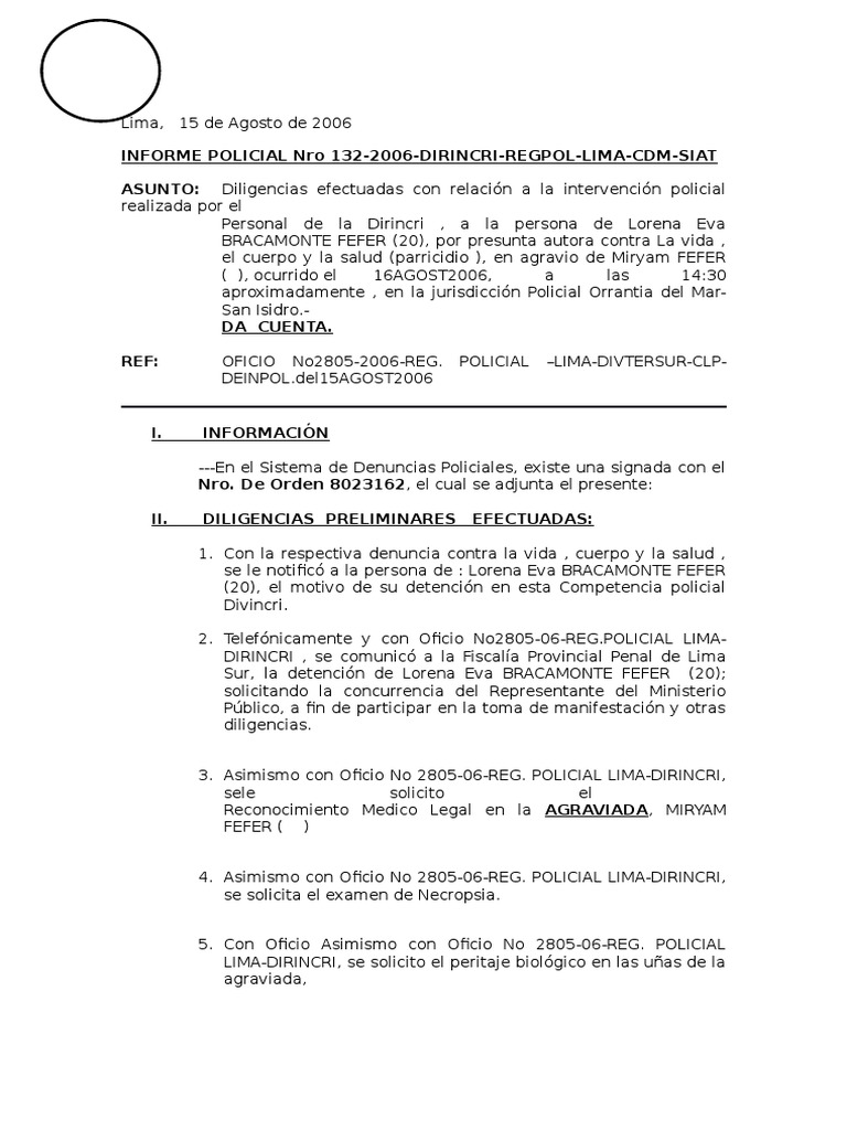 Informe Policial | PDF | Gobierno | Violencia