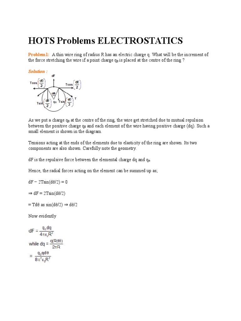 Electrostatics Hots Problems Pdf