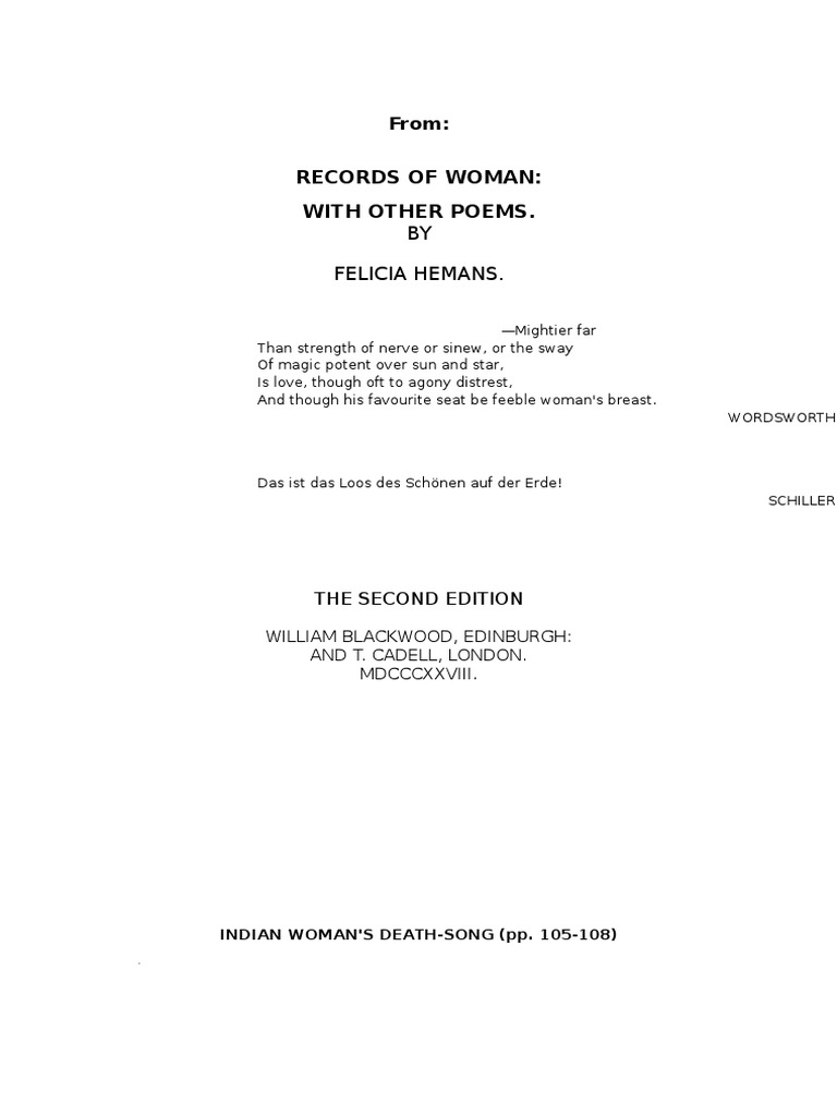 Felicia Hemans - Indian Woman | PDF | Poetry