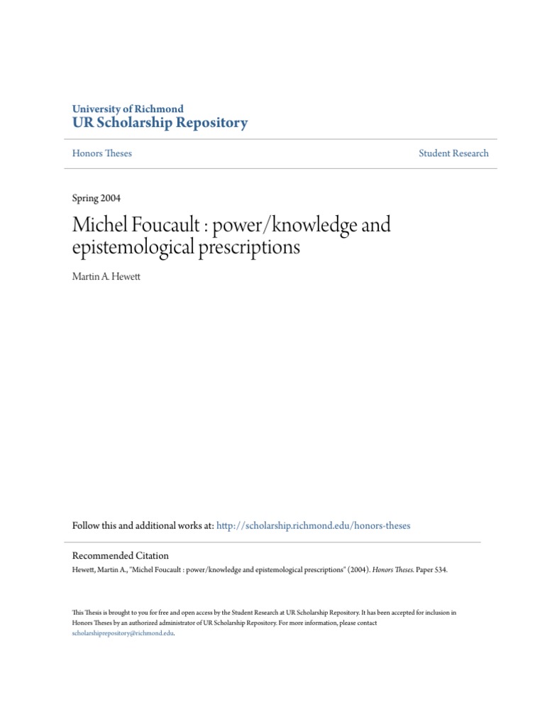 Michel Foucault - Power-Knowledge and Epistemological Prescriptio | PDF ...