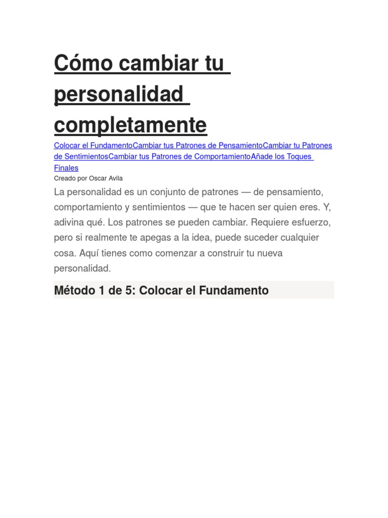 Cómo Transformar Tu Personalidad | PDF