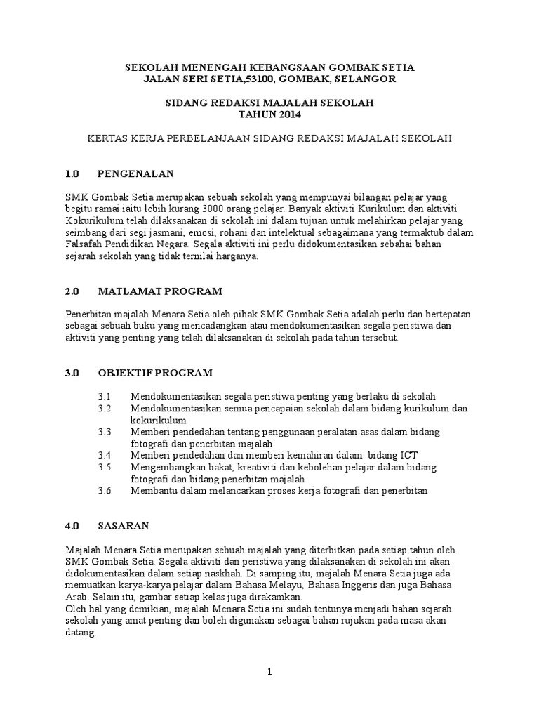 Kertas Kerja Sidang Redaksi Majalah 2014 | PDF