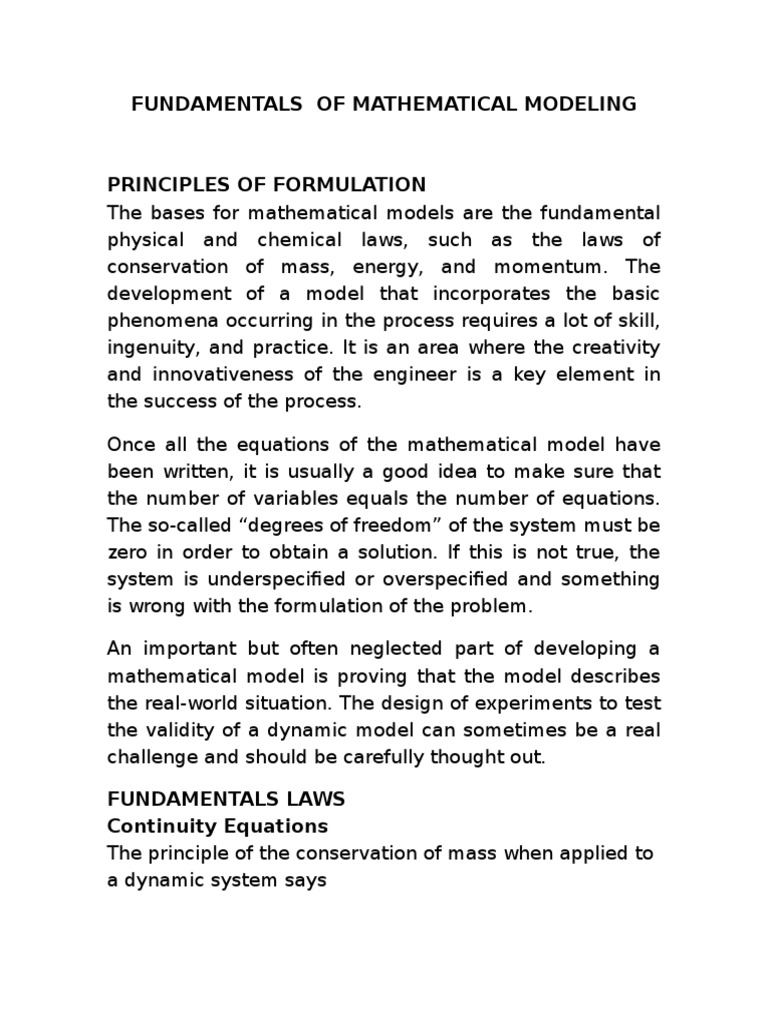 01 Fundamentals of Mathematical Modeling | PDF | Enthalpy | Chemical Equilibrium