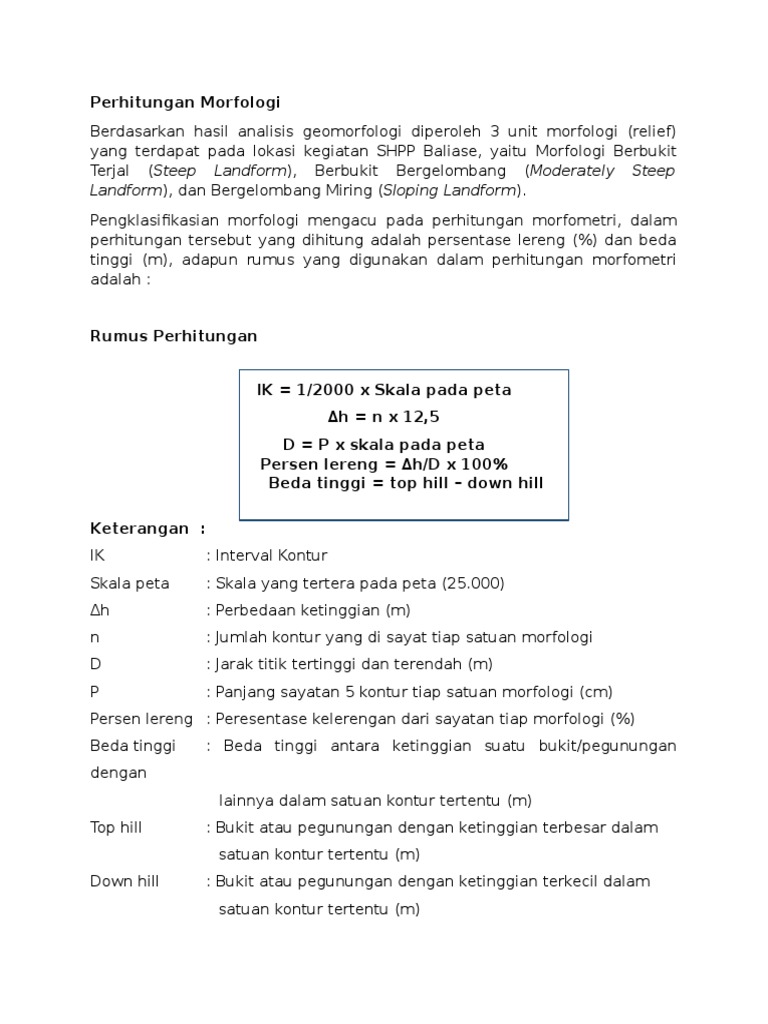 Perhitungan Morfometri Relief Geomorfologi | PDF | Sains & Matematika ...