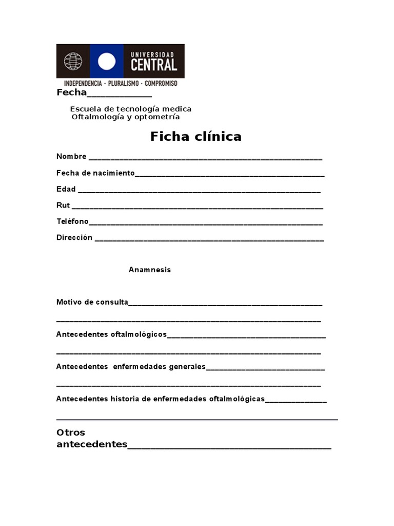 Ficha Clinica Optometria | PDF