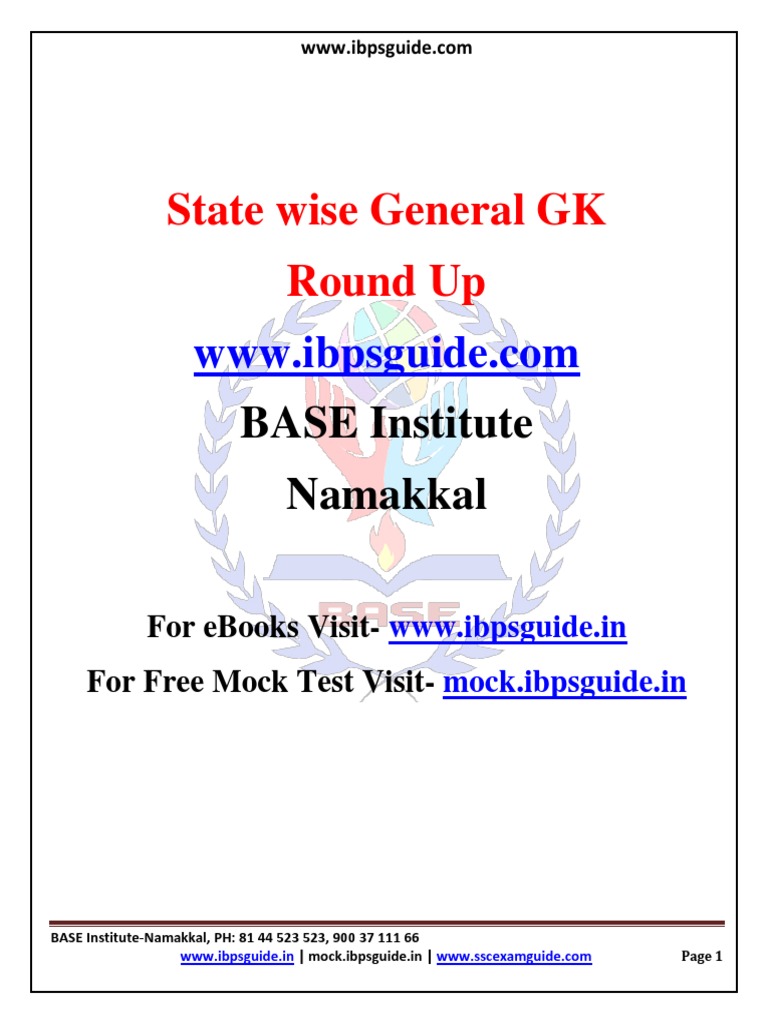 State-wise General Knowledge Overview | PDF | Kolkata | Kerala