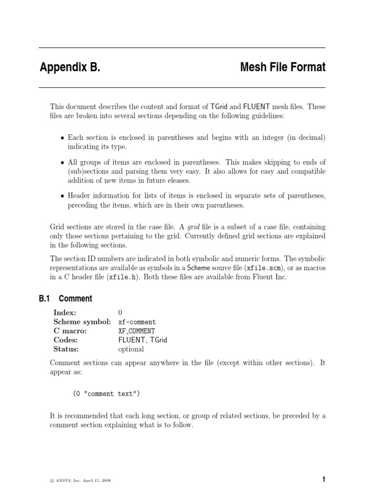 Fluent Mesh Format PDF | PDF | File Format | Scheme (Programming Language)
