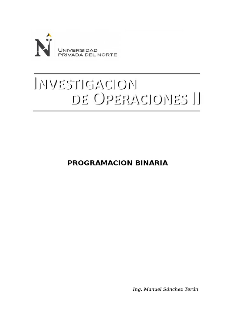 Programación Binaria en Operaciones | PDF | Programación lineal ...