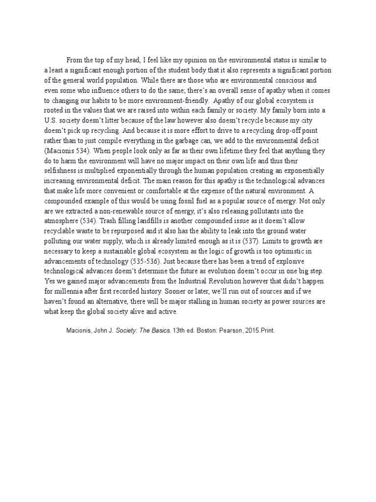 Macionis, John J. Society: The Basics. 13th Ed. Boston: Pearson, 2015 ...