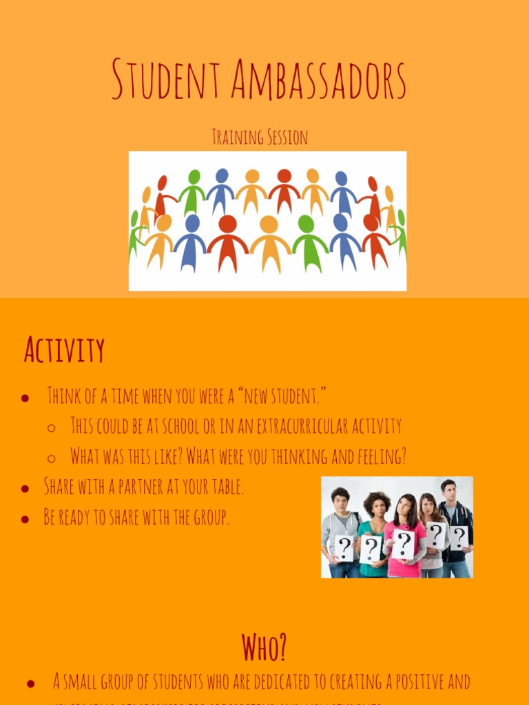 Student Ambassadors Training PowerPoint | PDF | Career & Growth | Self ...