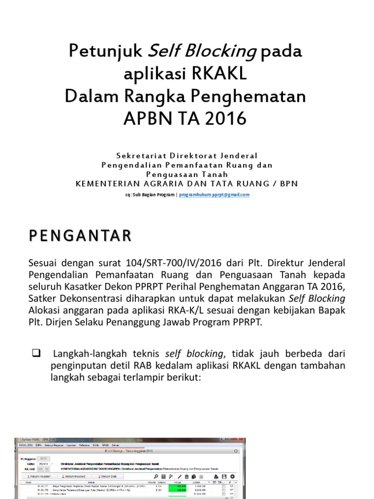 Petunjuk Self Blocking Pada Aplikasi RKAKL | PDF | Teknologi & Rekayasa