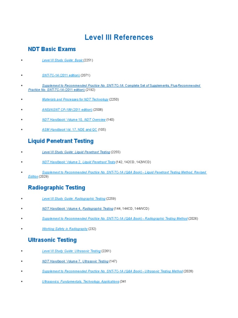 Level III NDT Study Guides and References | PDF