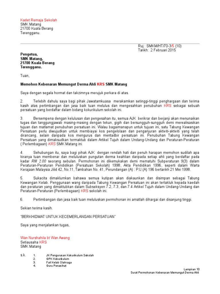 10 Permohonan Kutipan Derma | PDF