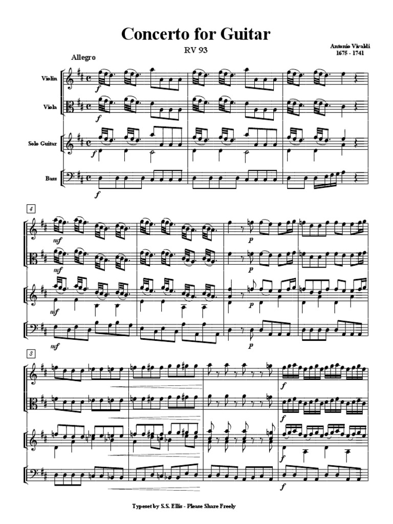 Vivaldi Guitar Concerto RV93 | PDF