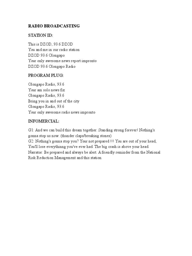 Station Id:: Radio Broadcasting | PDF | Wireless | Broadcasting