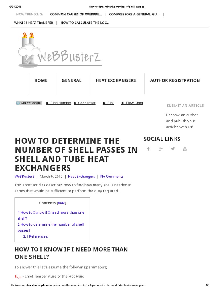 How To Determine The Number of Shell Passes | PDF | Heat Exchanger | Heat