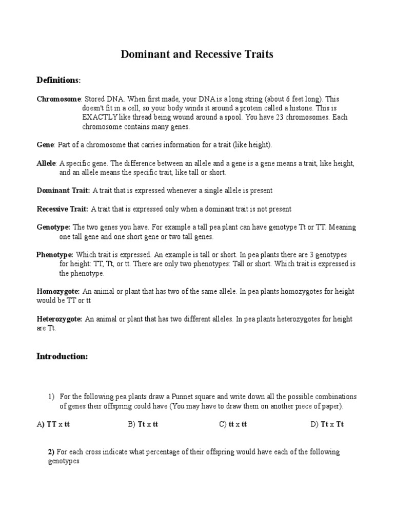 Dominant and Recessive Traits | PDF