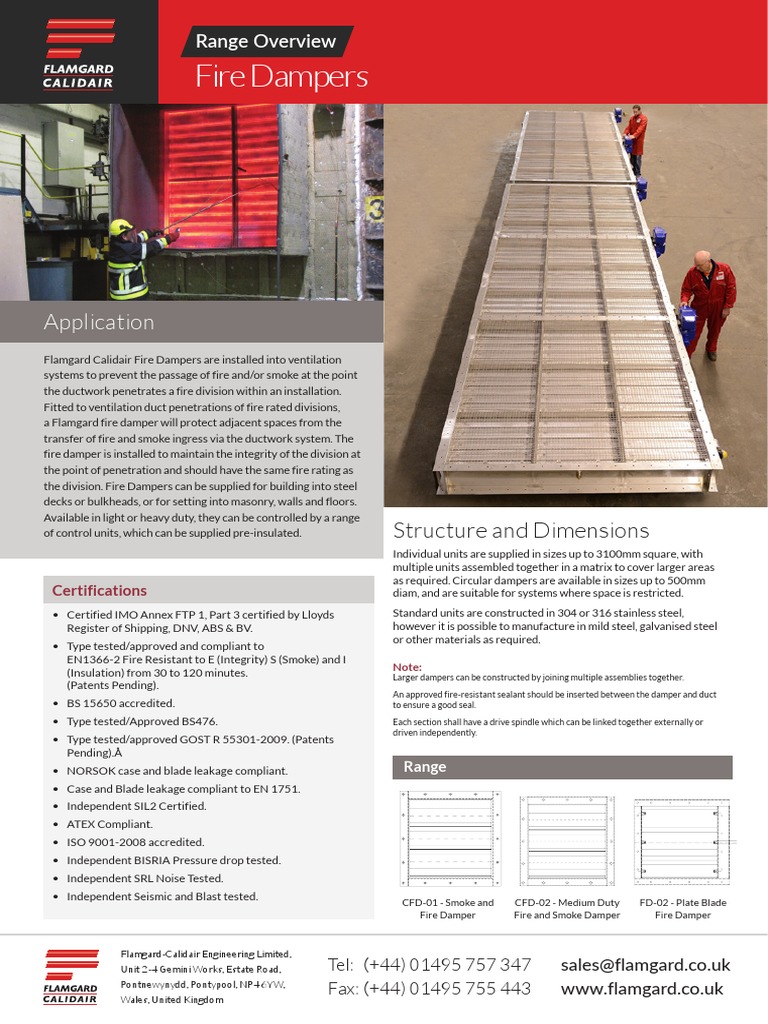 01 Flamgard FIRE DAMPERS Range Overview v2 | PDF | Duct (Flow ...