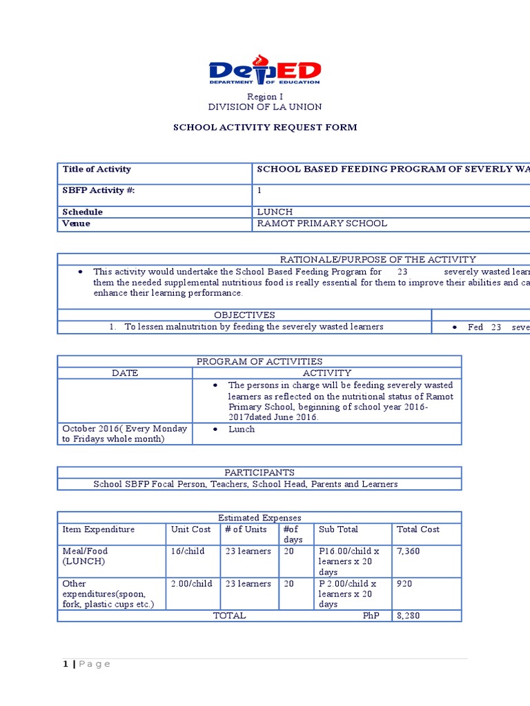 Feeding Request Form | PDF