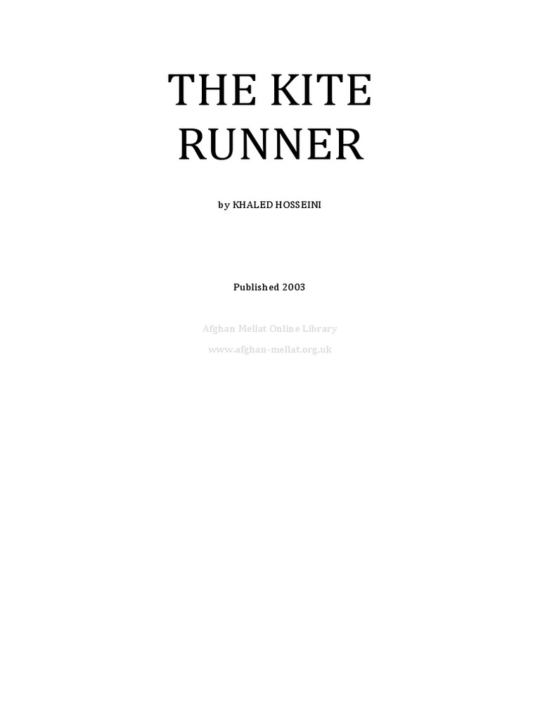 IB English The Kite Runner Full Text | PDF