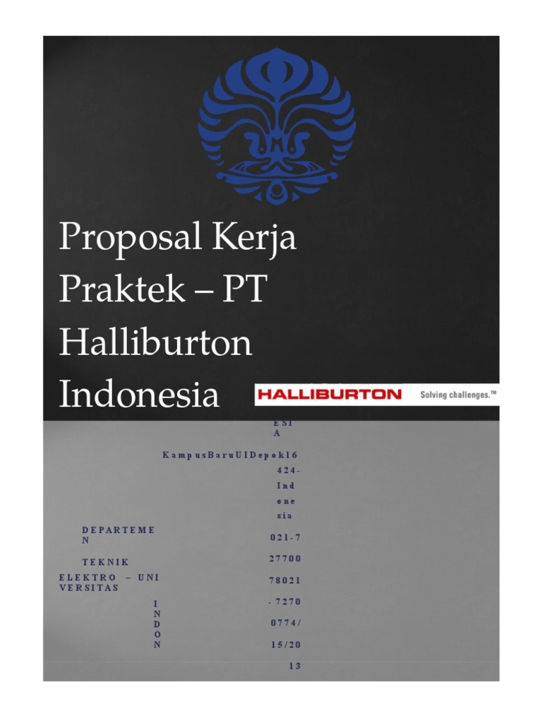 Proposal KERJA PRAKTEK PT Halliburton Indonesia Universitas Indonesia | PDF