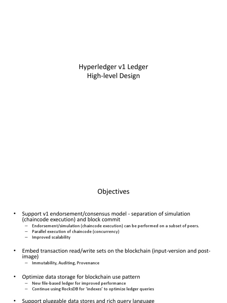 Hyperledger v1 Ledger Design Overview | PDF | Database Index | Blockchain (Database)
