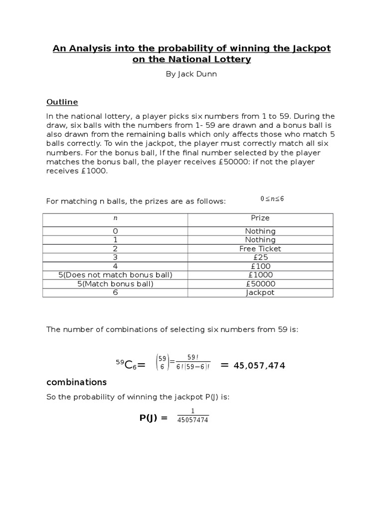 An Analysis Into The Probability of Winning The Jackpot On The National ...