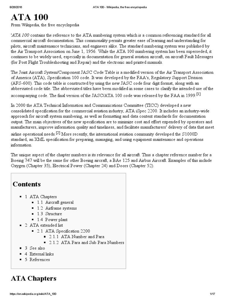 ATA 100 - Wikipedia, the free encyclopedia.pdf | Aerospace | Aircraft