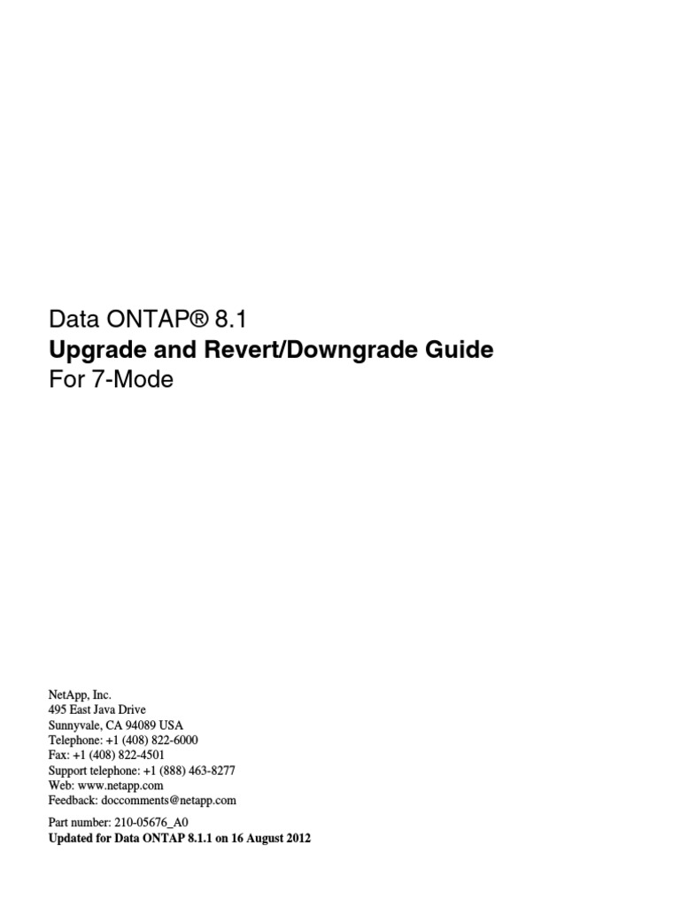 Data ONTAP 81 Upgrade and RevertDowngrade Guide | PDF | Booting ...