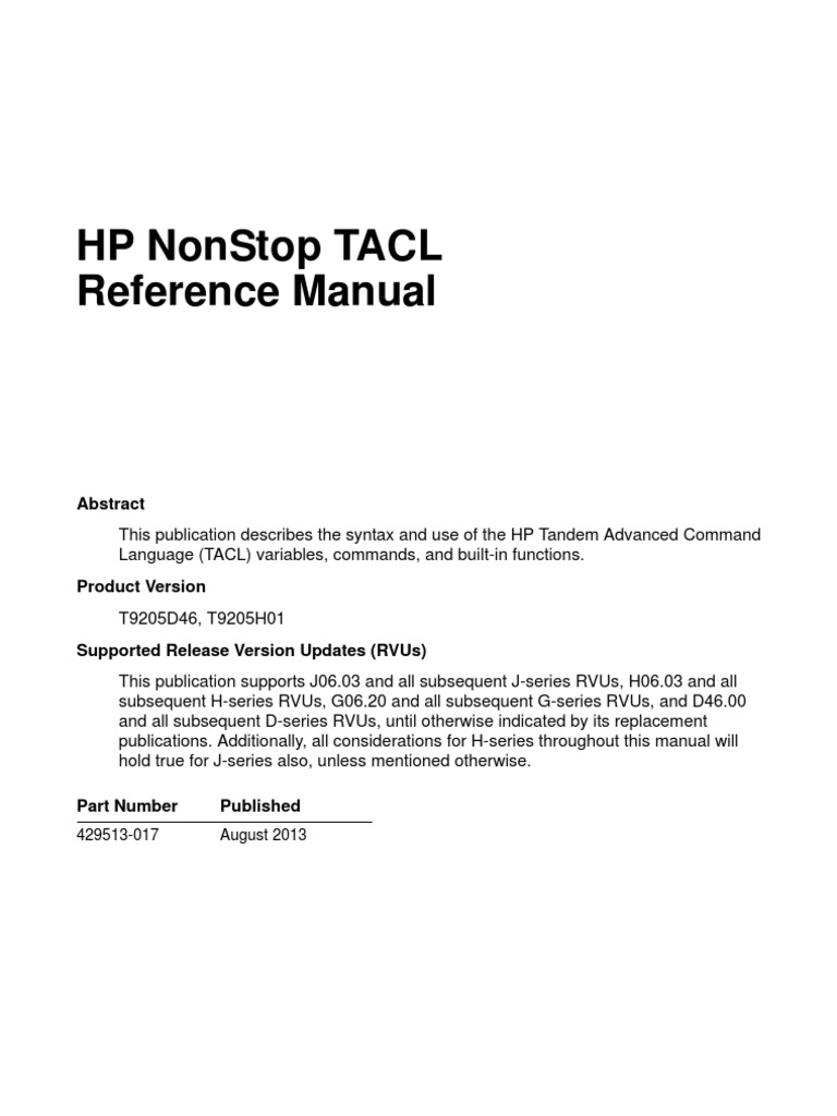 HP NonStop TACL Reference Manual | PDF | Bracket | Ascii