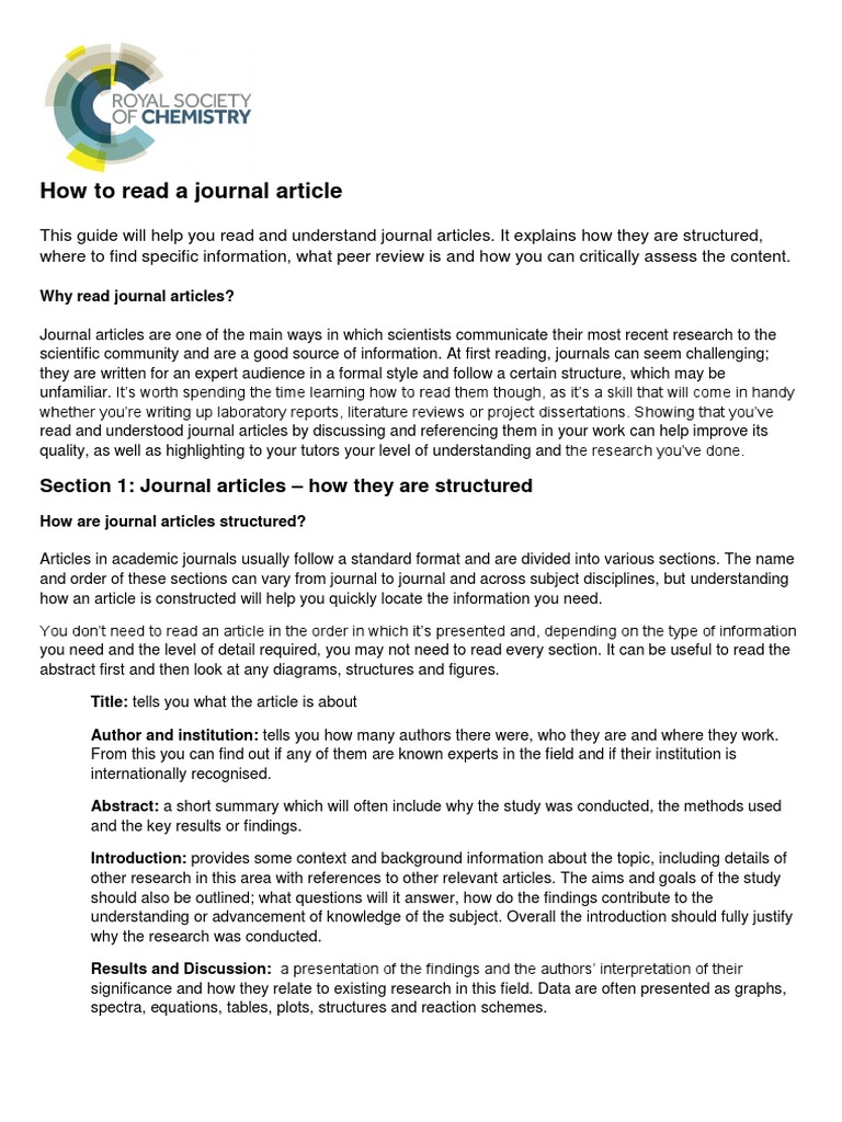 How To Read A Journal Article - Final | PDF | Abstract (Summary) | Expert