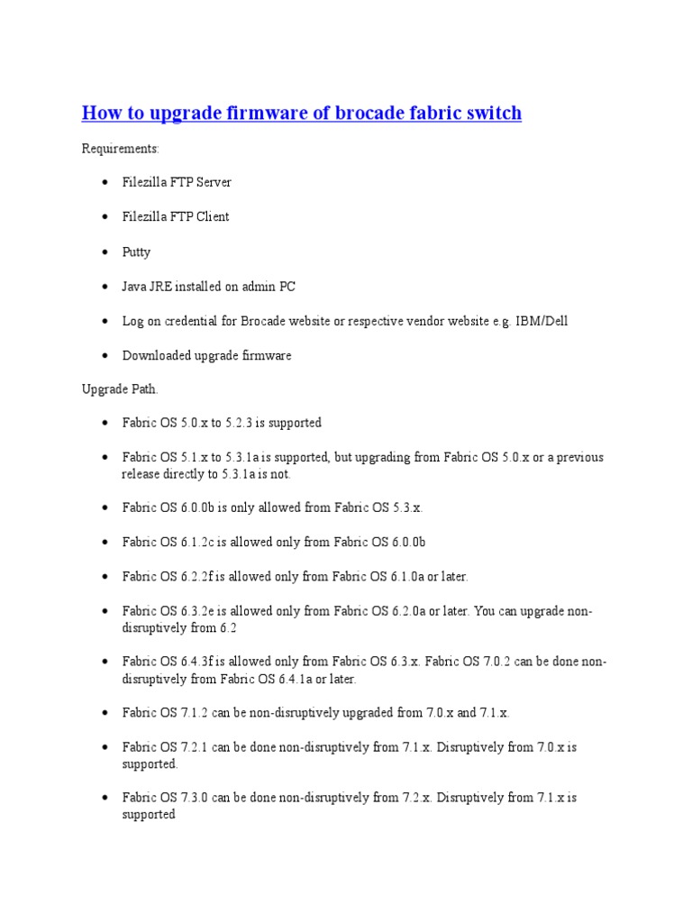 How To Upgrade Firmware of Brocade Fabric Switch | PDF | File Transfer Protocol | Operating System
