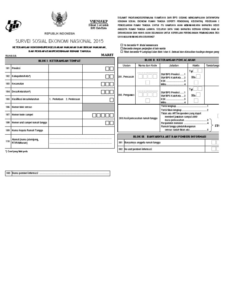 Kuesioner Susenas Modul 2015 | PDF | Pengelolaan Keuangan & Uang