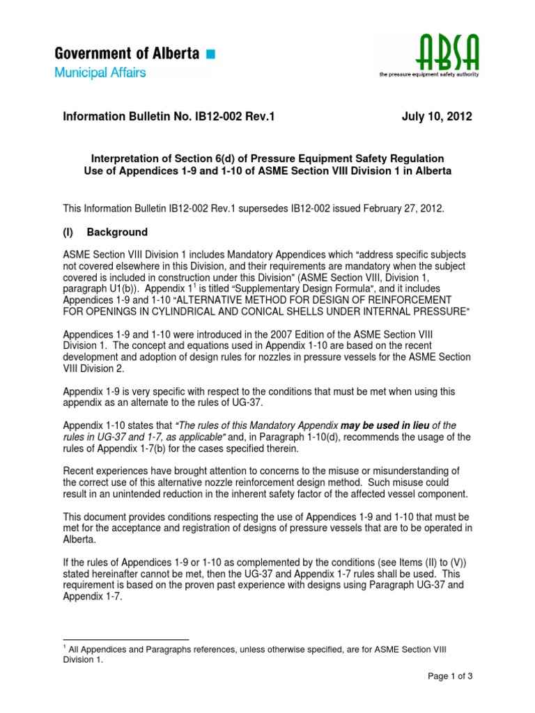 Use of Appendices 1-9 and 1-10 of ASME Section VIII Division 1 | PDF ...