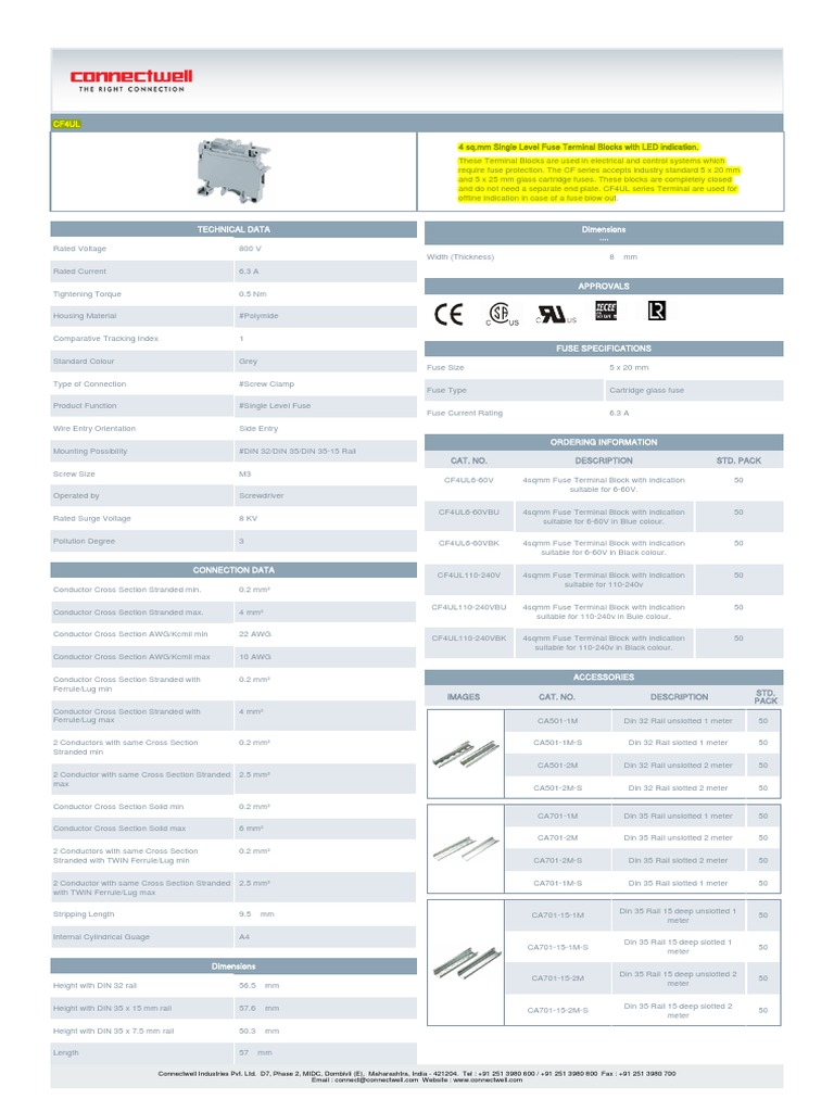 CF4UL | PDF | Fuse (Electrical) | Electric Power