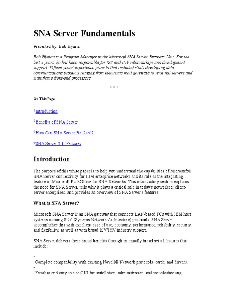 Sna Server | PDF | Microsoft Windows | Local Area Network