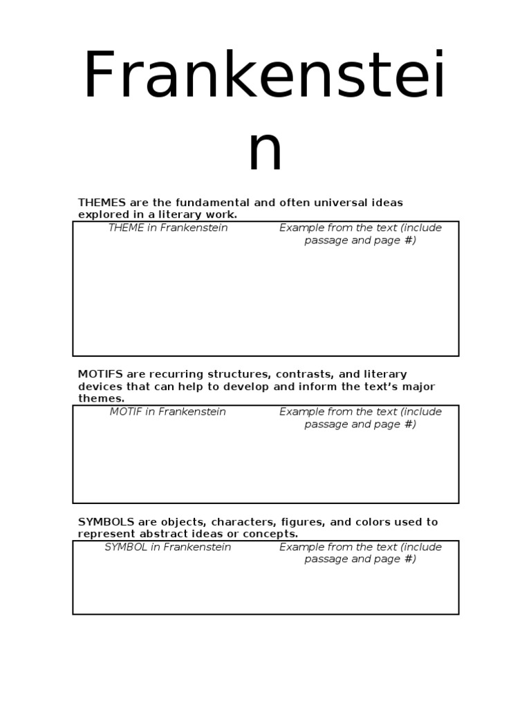 Frankenstein Themes, Motifs, Symbols | PDF