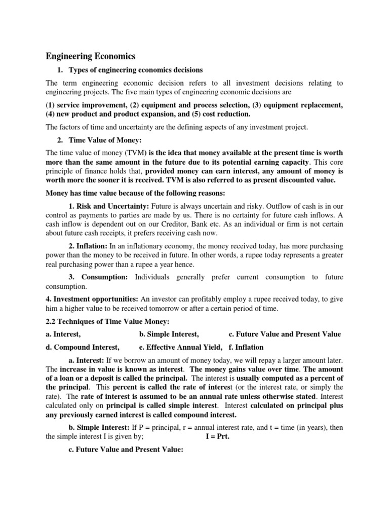 Engineering Economics | PDF | Interest | Present Value