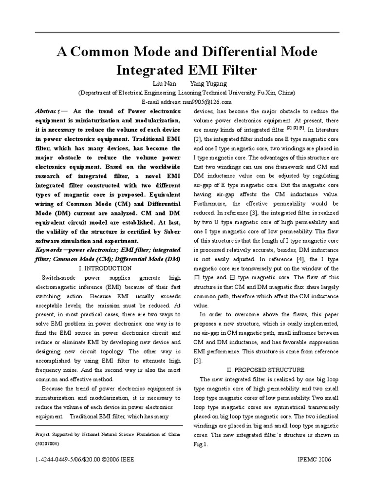 A Common Mode and Differential Mode Intergrated EMI Filter | PDF
