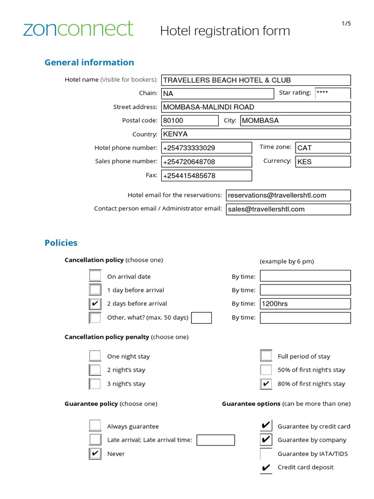 Hotel Registration Form | PDF | Hotel | Credit Card