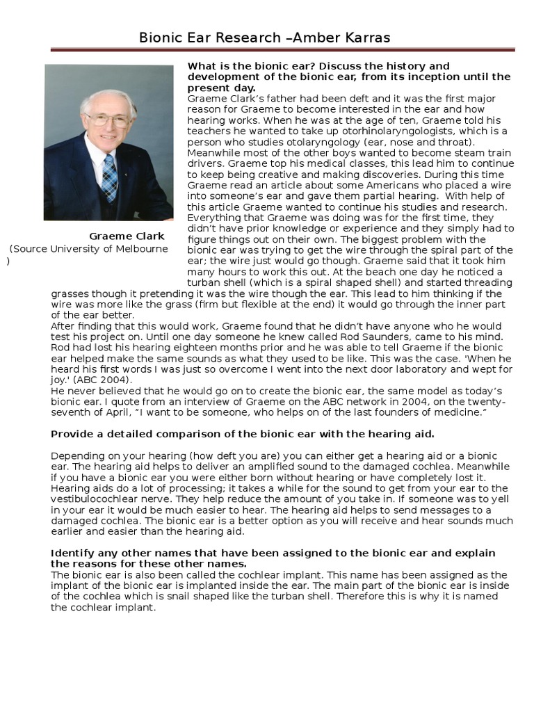 Development of The Bionic Ear | PDF