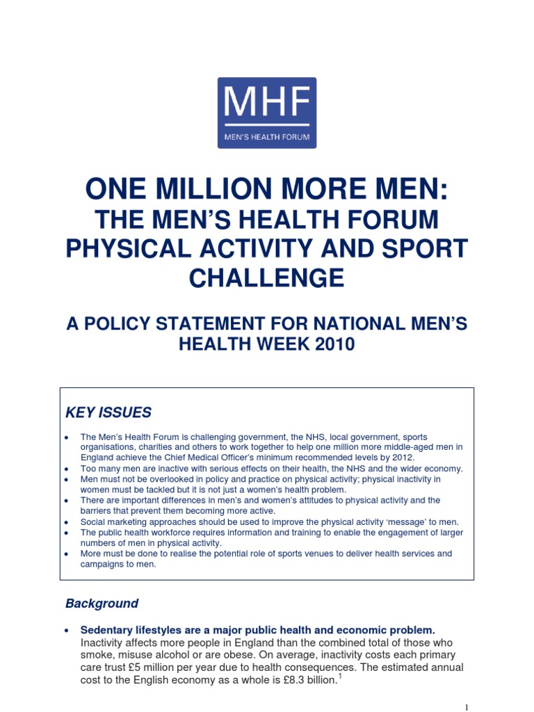 One Million More Men: The Physical Activity and Sport Challenge | PDF ...