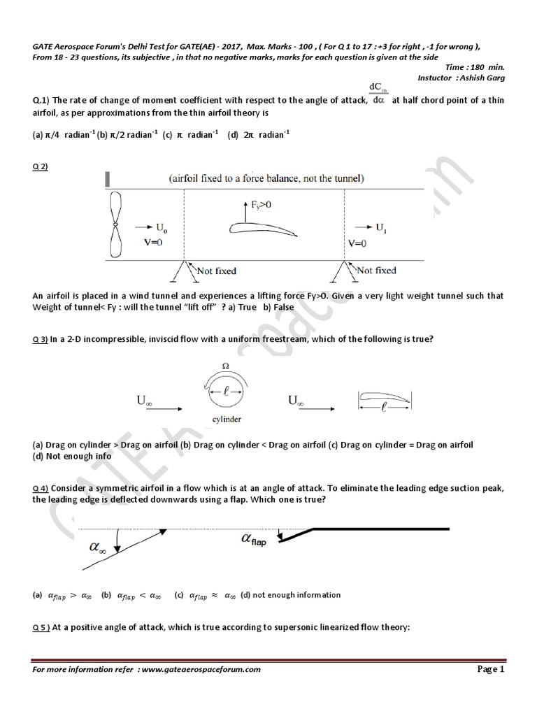 GATE Aerospace Forum Practice Test for Aerospace Engineering (GATE AE ...
