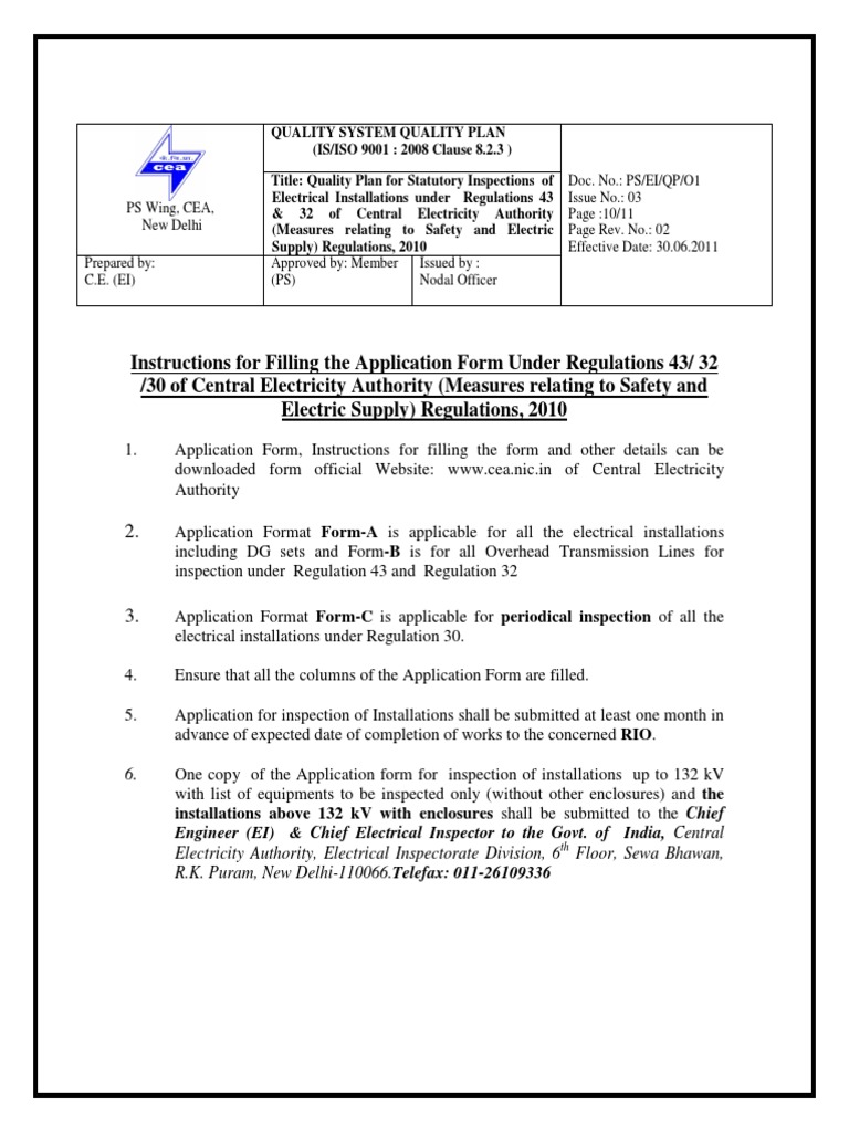 CEA Form Instructions for Filling the Application Form Under ...