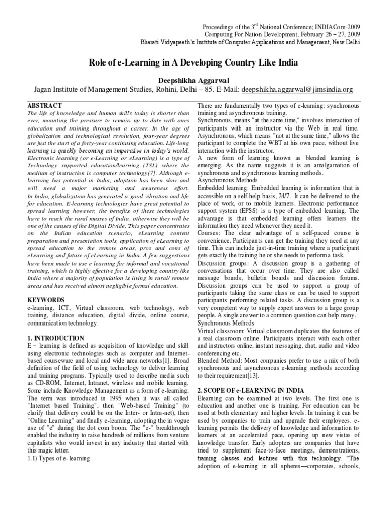 E-Learning's Impact on India's Education | PDF | Educational Technology ...