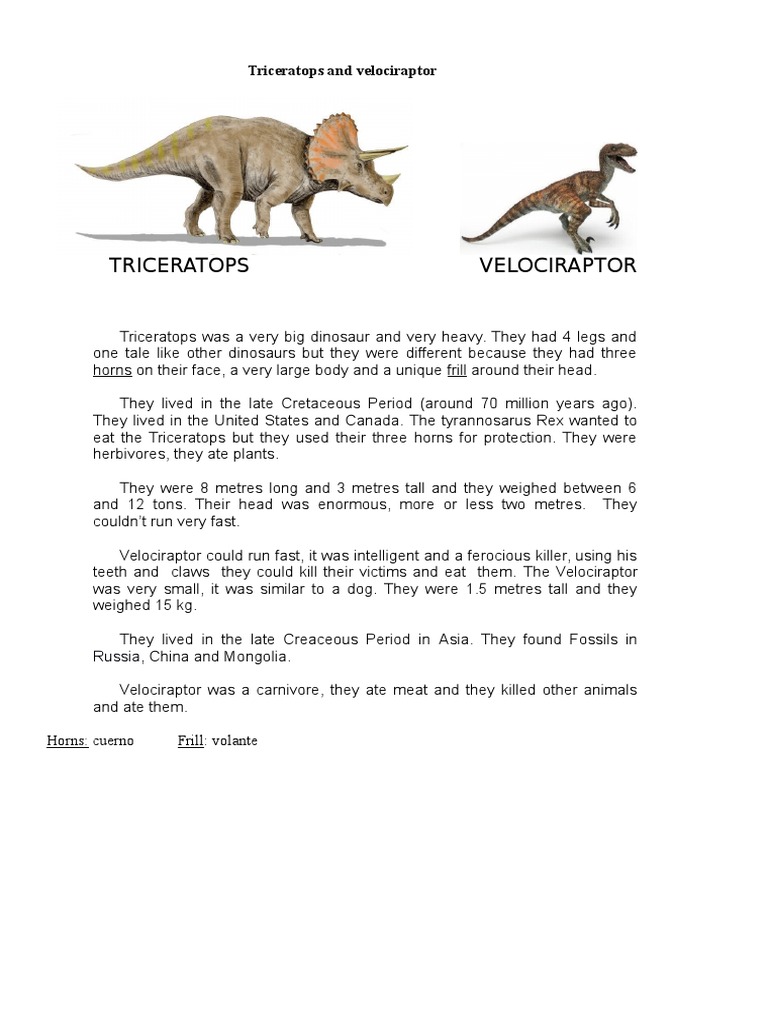 Triceratops and Velociraptor | PDF