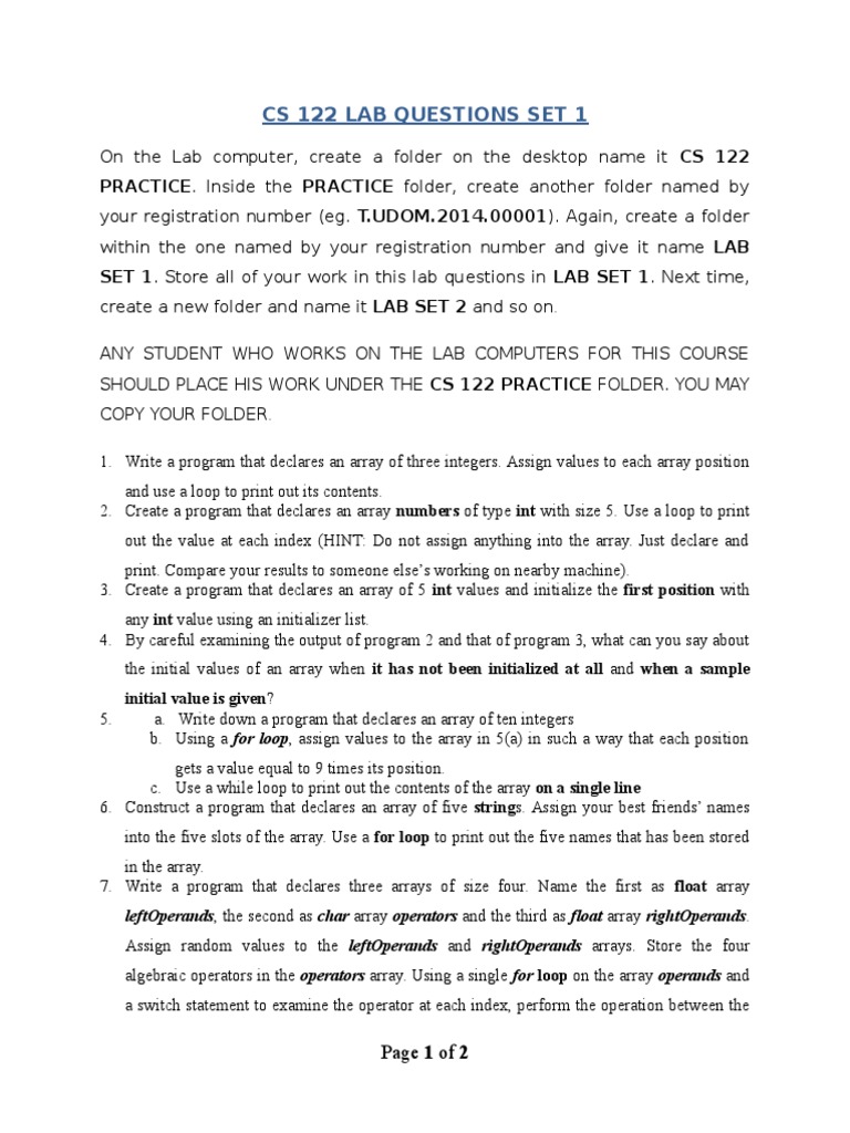Cs 122 Lab Questions Set 1: PRACTICE. Inside The PRACTICE Folder ...