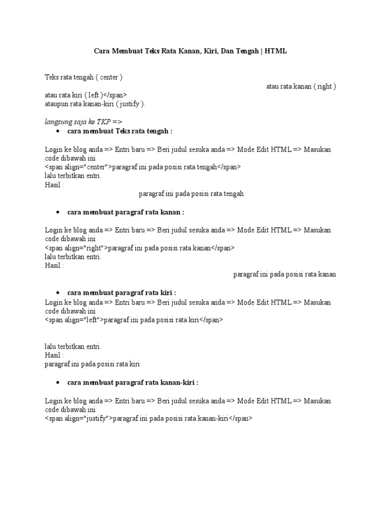 Cara Membuat Teks Rata Kanan | PDF